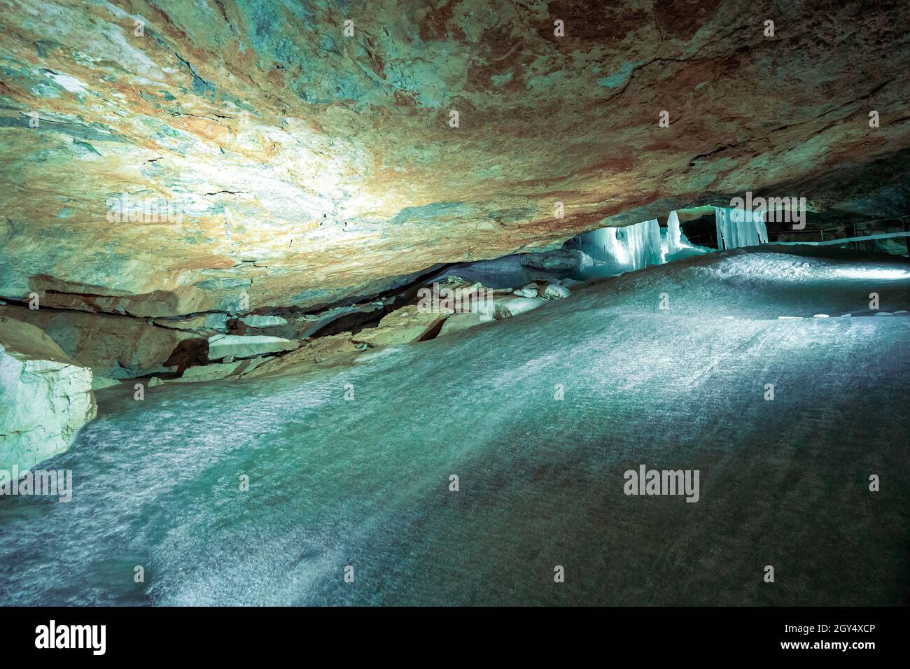 Inside the Dachstein Rieseneishöhle, a giant ice cave in the Austrian ...