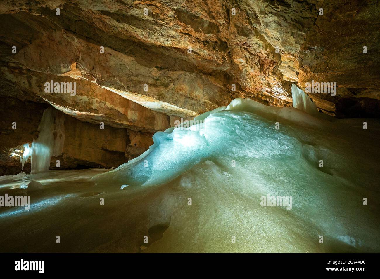 Inside the Dachstein Rieseneishöhle, a giant ice cave in the Austrian ...