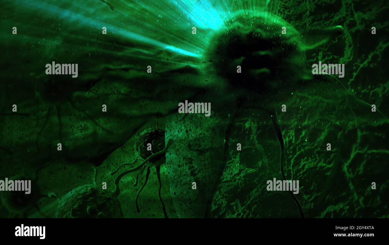 3d illustration - A Damaged And Disintegrating Cancer Cell Stock Photo ...