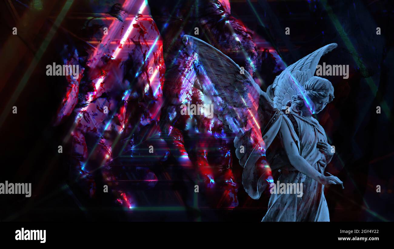 3d illustration - woman angel with wings on abstract background Stock ...