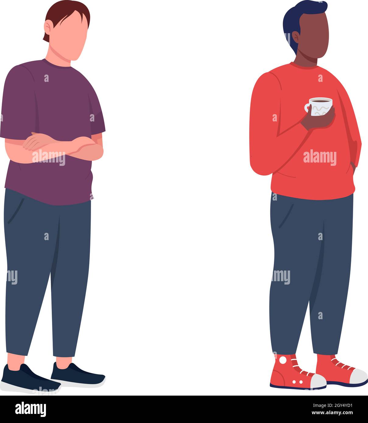 Casual standing man semi flat color vector character set Stock Vector ...