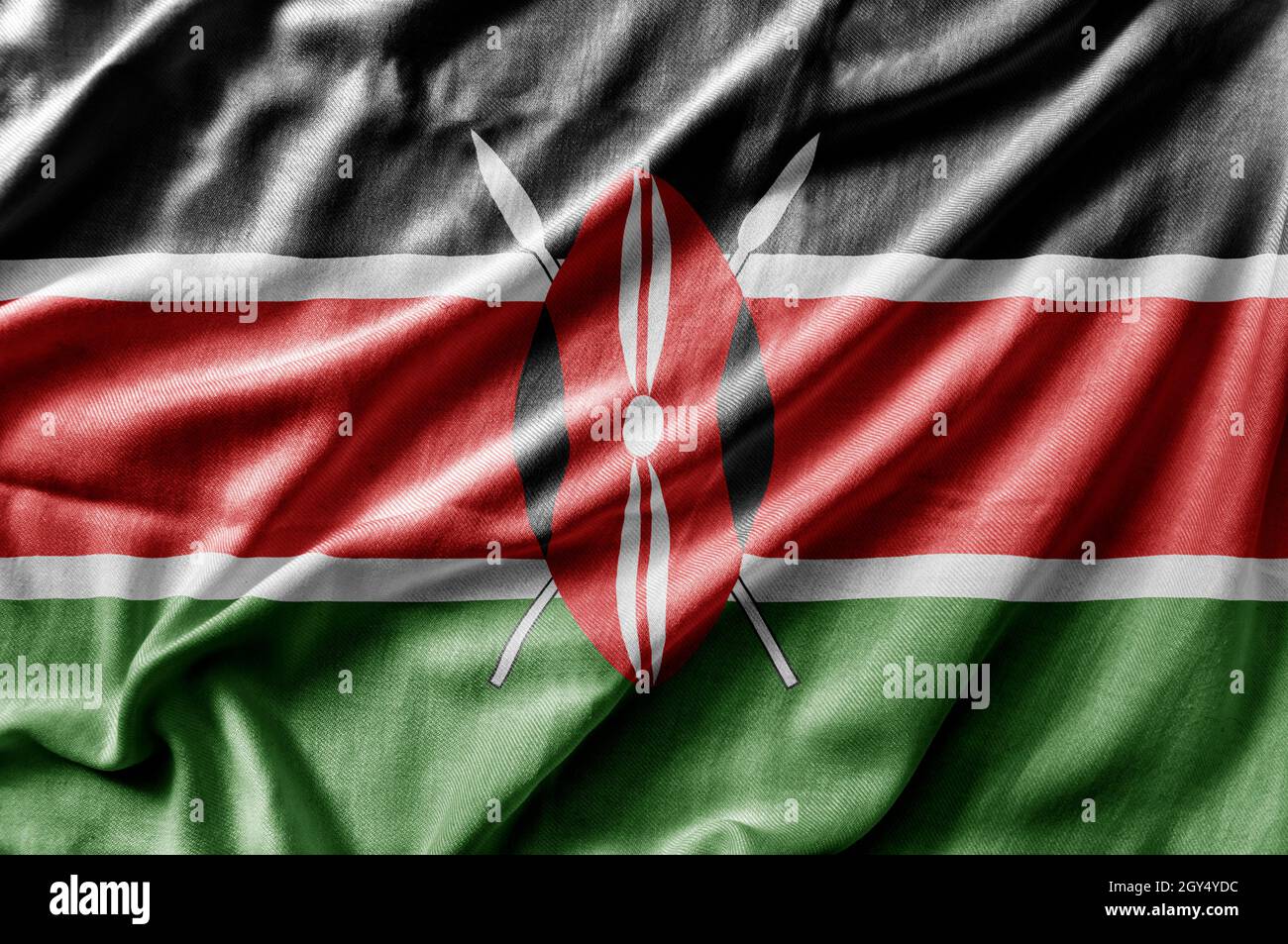 Waving detailed national country flag of Kenya Stock Photo - Alamy
