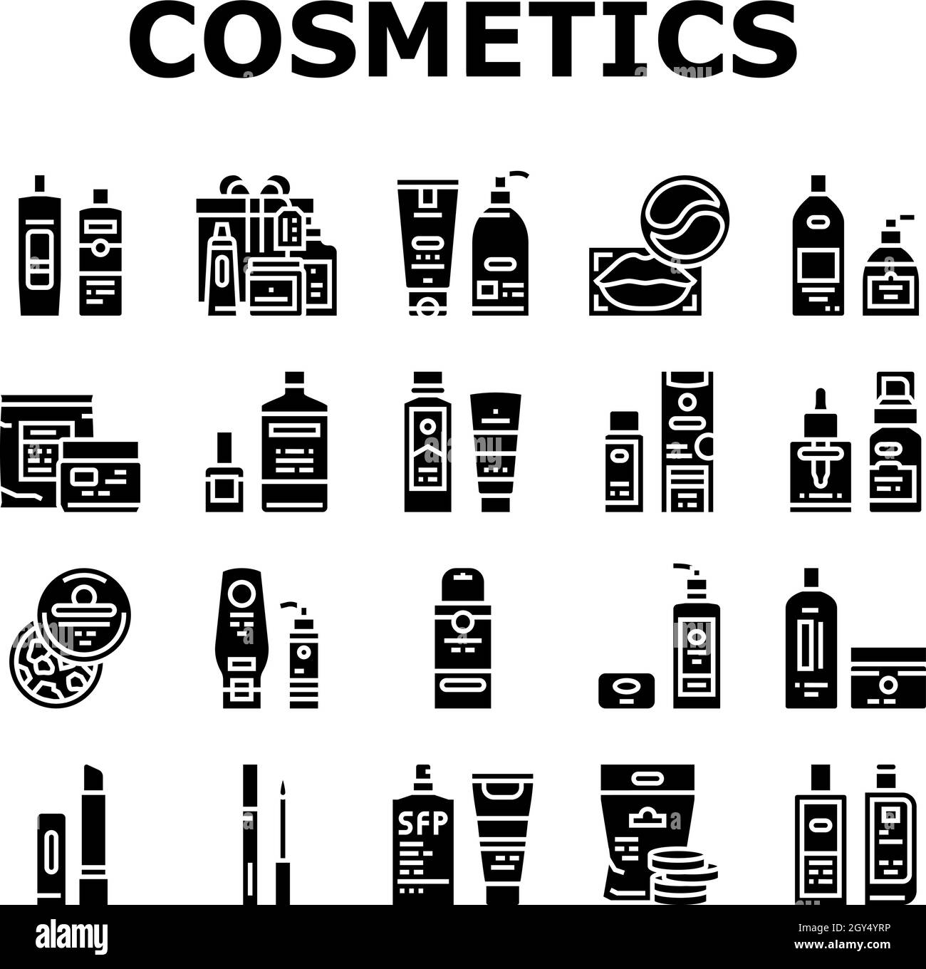 Cosmetics Package Beauty Product Icons Set Vector Stock Vector Image ...
