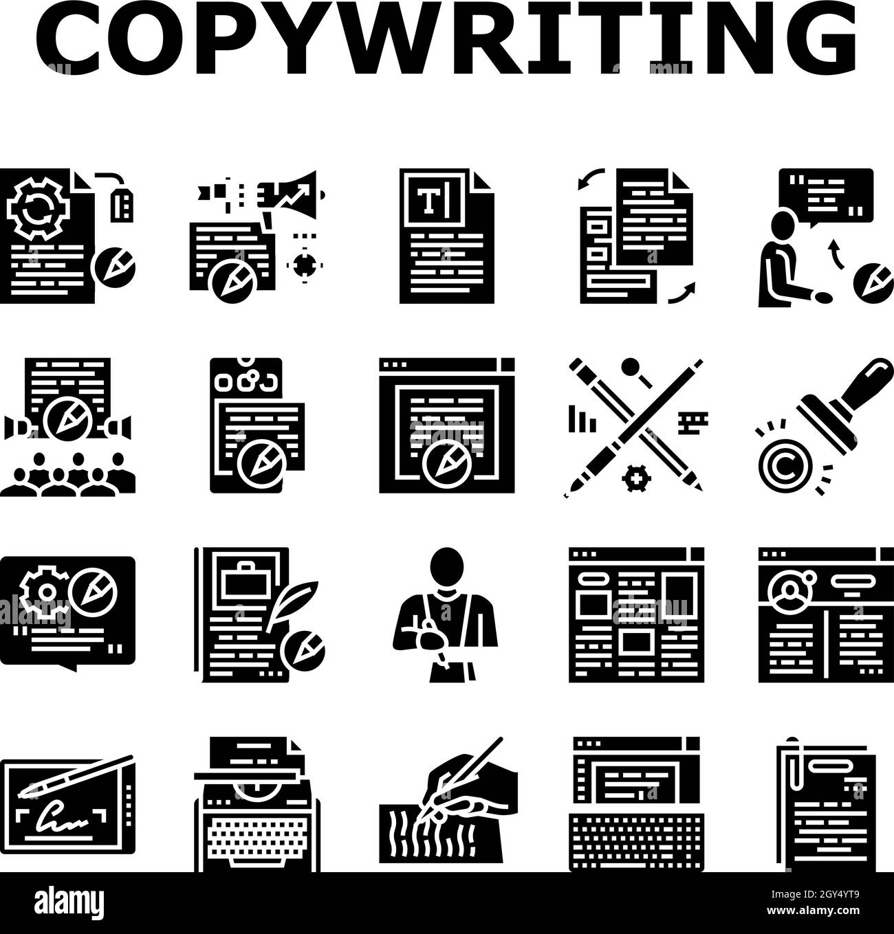 Copywriting Content Strategy Icons Set Vector Stock Vector Image & Art ...