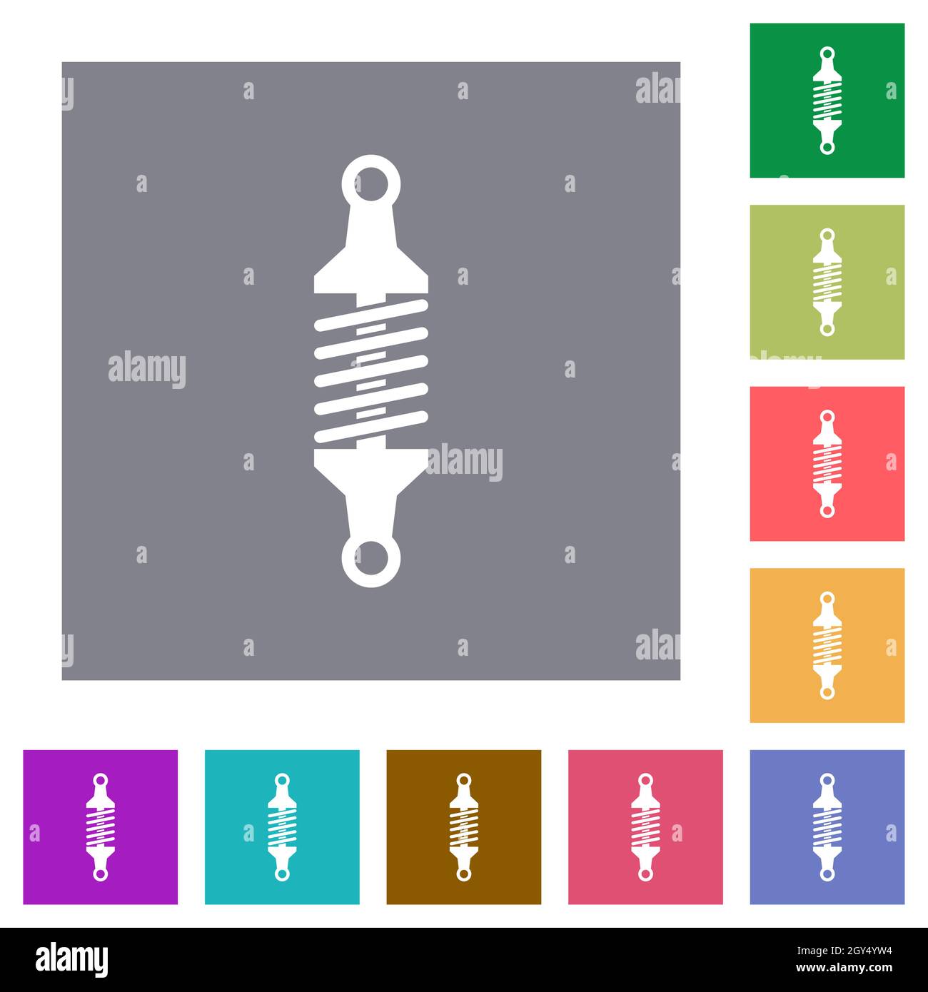 Shock absorber solid flat icons on simple color square backgrounds Stock Vector Image & Art - Alamy
