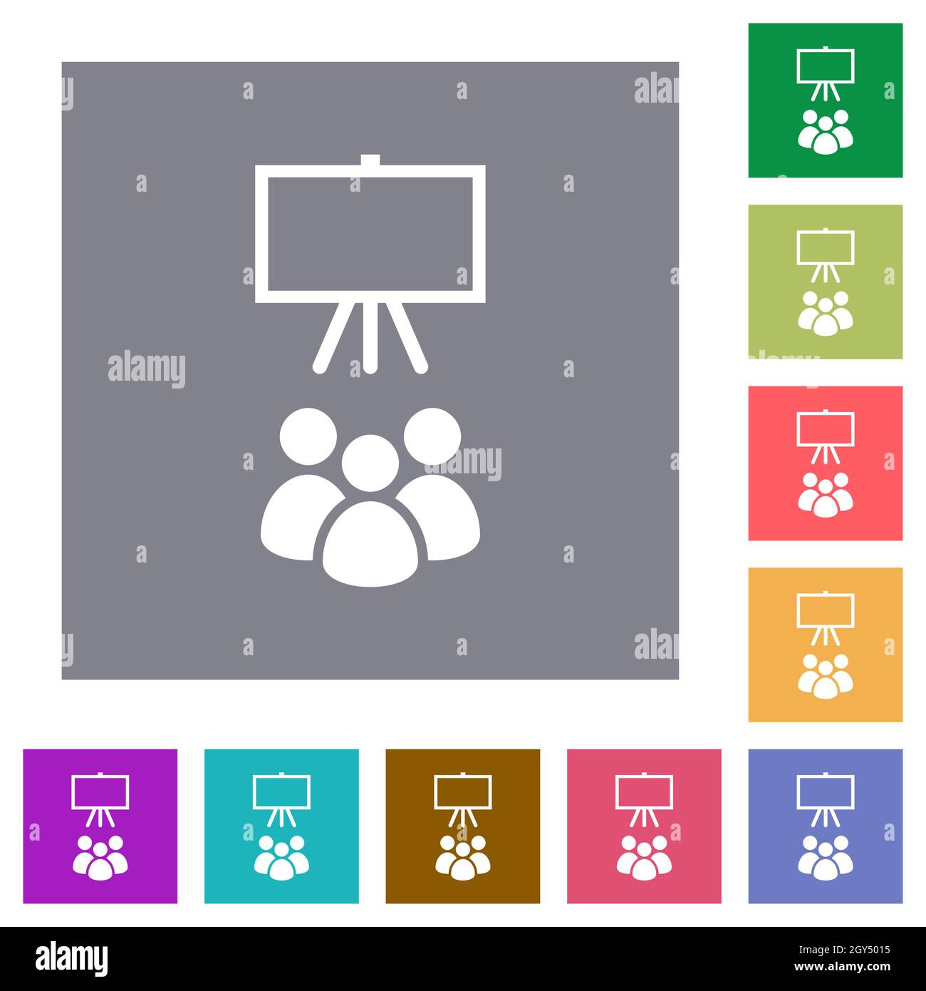 Classroom flat icons on simple color square backgrounds Stock Vector ...