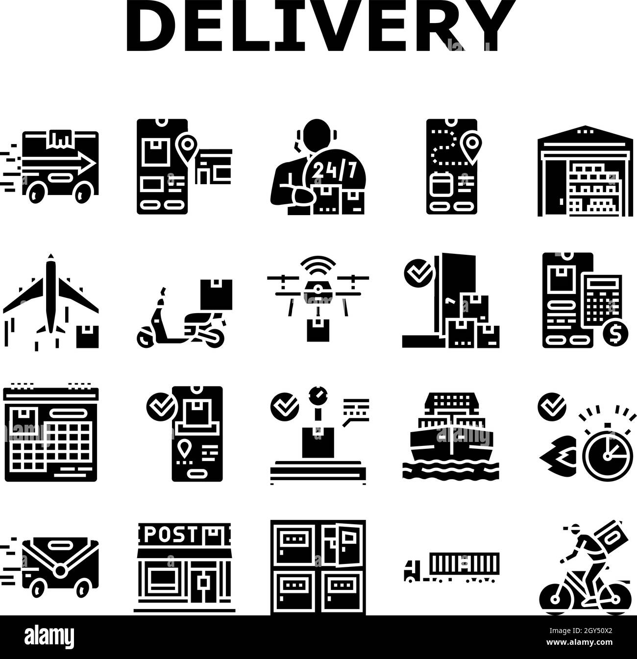 Delivery Service Application Icons Set Vector Stock Vector Image & Art ...