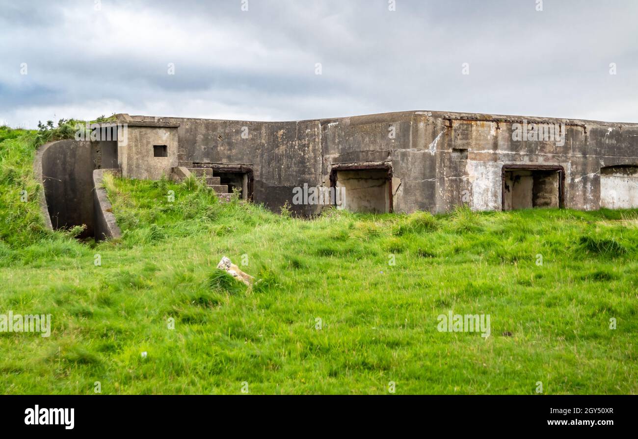 The ruins of Lenan Head fort at the north coast of County Donegal ...