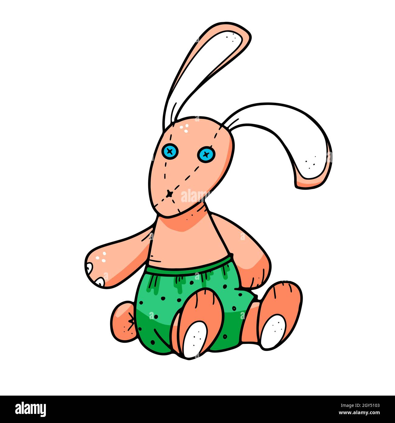Plush children's toy bunny icon. Doodle illustration of plush doll ...
