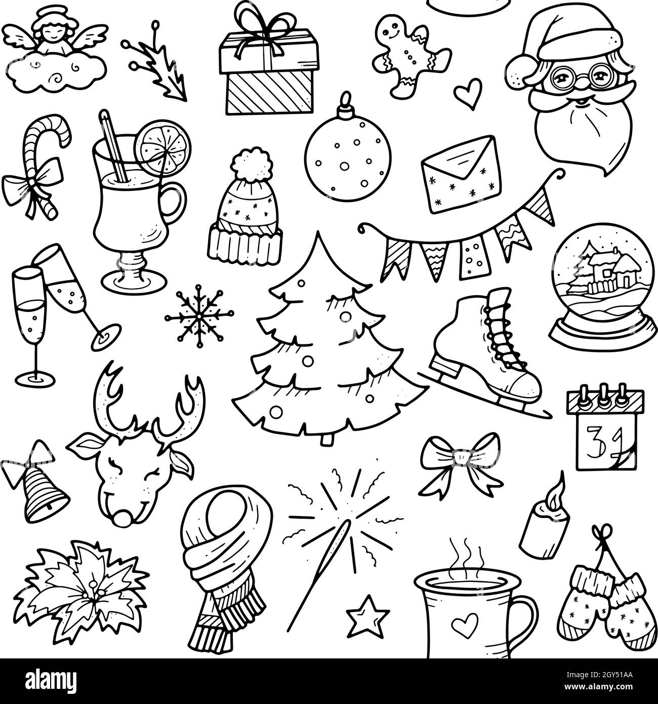 Christmas and Winter Doodles Elements. Vector elements for Christmas ...