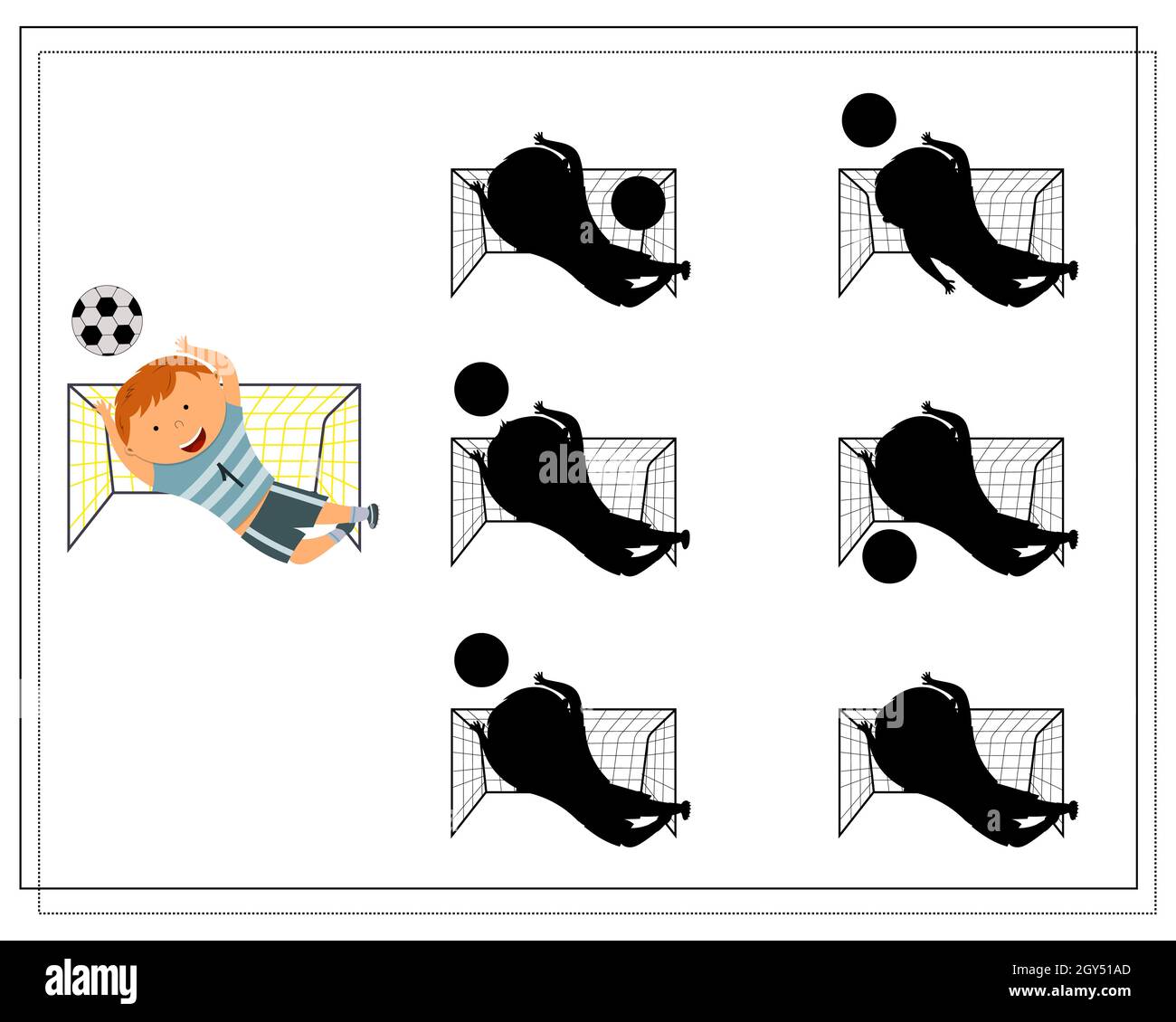 a logical game for children to find the right shadow. cartoon children ...
