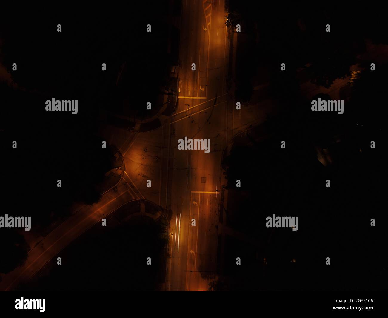 Aerial view of an empty highway at night Stock Photo - Alamy