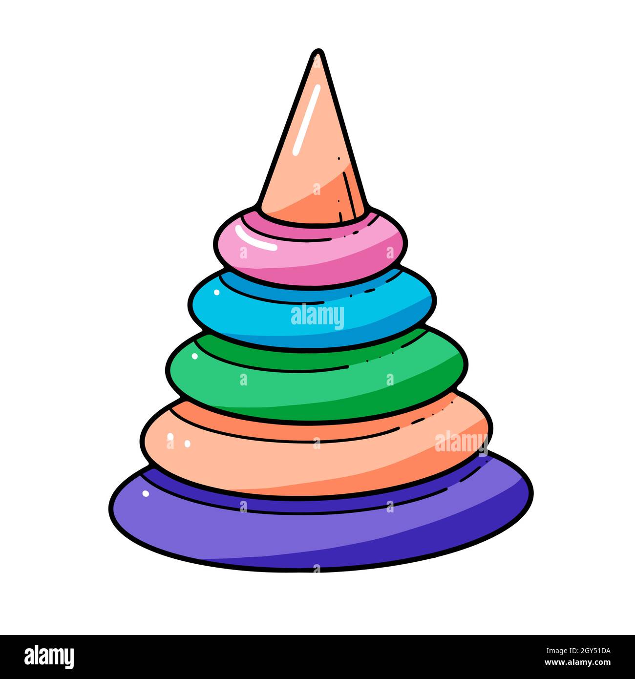 Doodle toy cute pyramid vector illustration on white background Stock ...