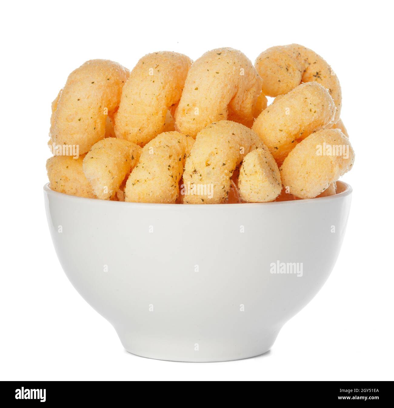Close up cheese puff balls isolated on white Stock Photo - Alamy