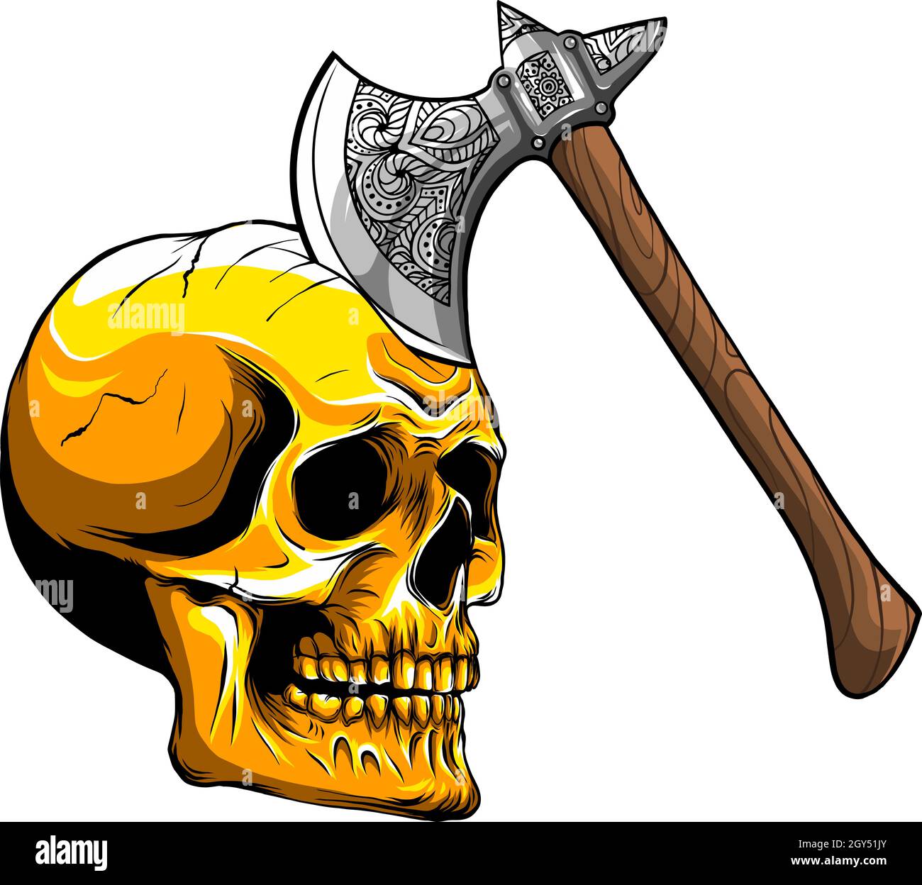 vector illustration of skull with ax art Stock Vector Image & Art - Alamy