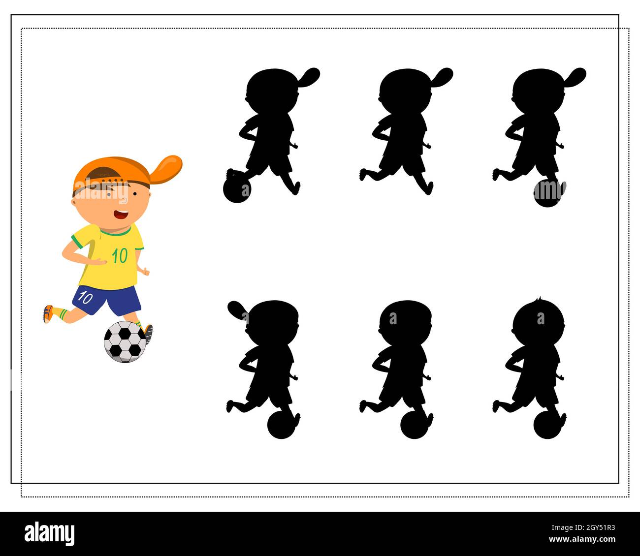 a logical game for children to find the right shadow. cartoon children ...