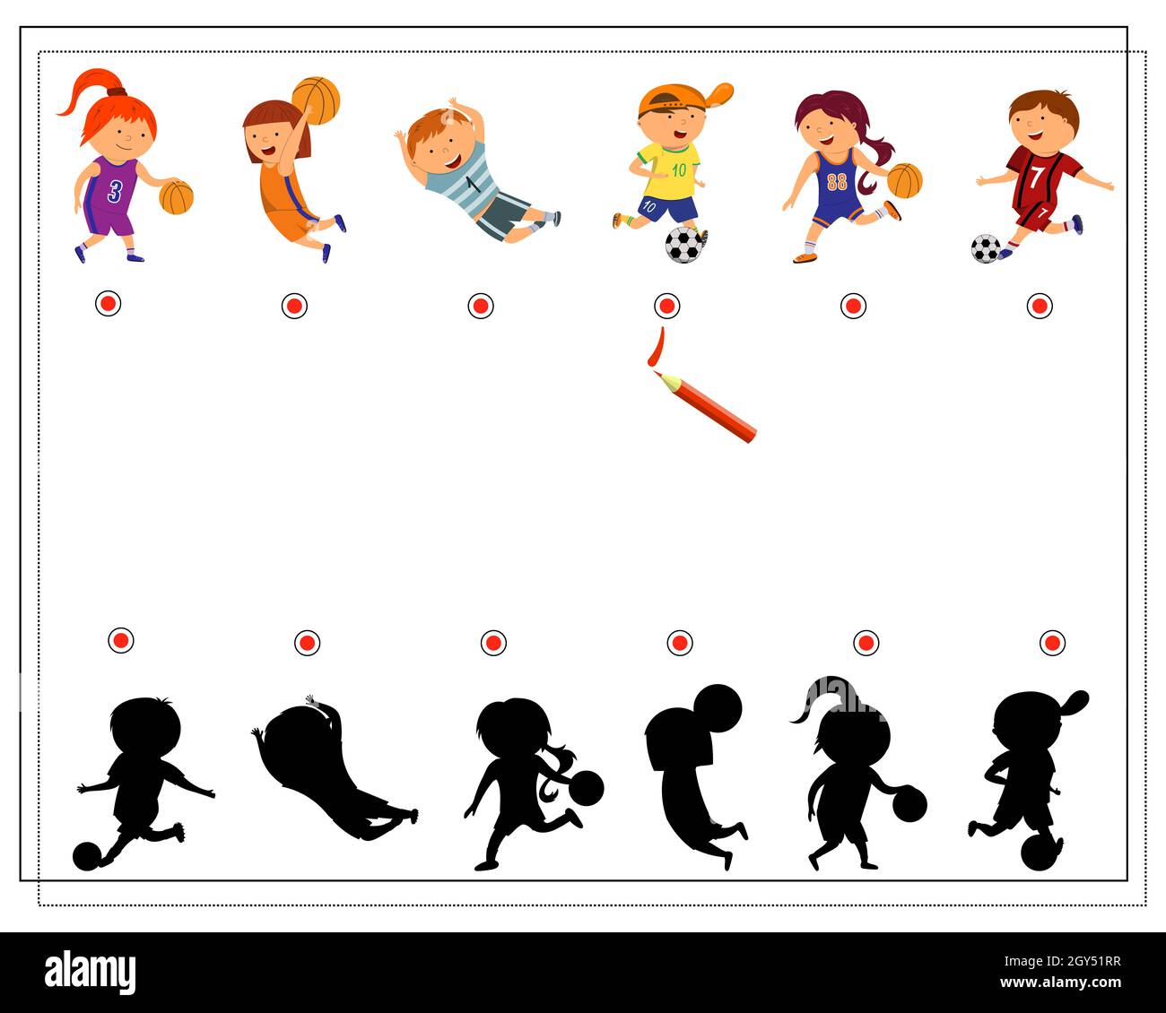 a logical game for children to find the right shadow. cartoon children ...