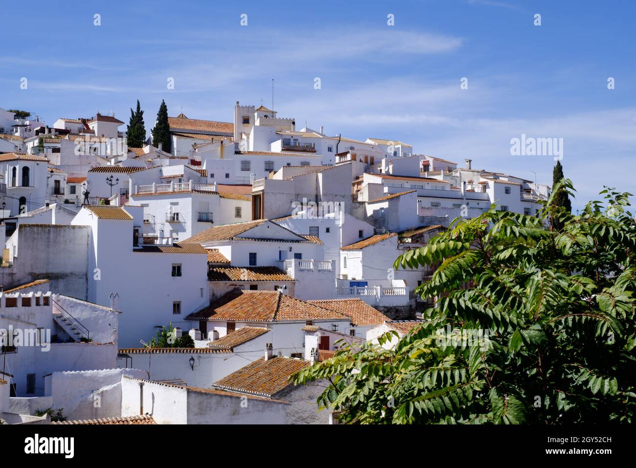 The white village of Comares, Axarquia, Malaga, Andalucía, Costa del ...