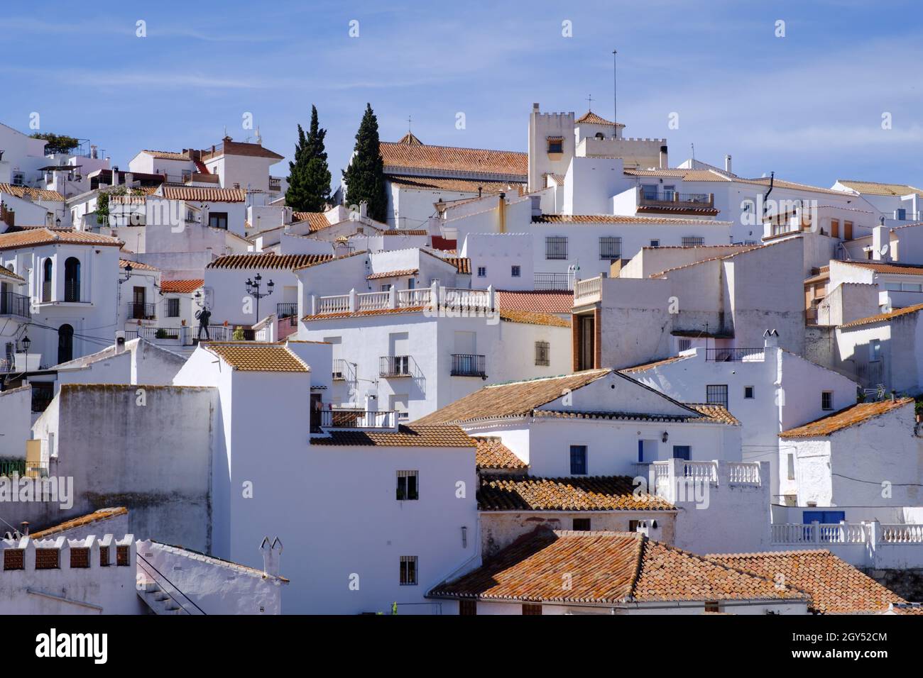 The white village of Comares, Axarquia, Malaga, Andalucía, Costa del ...