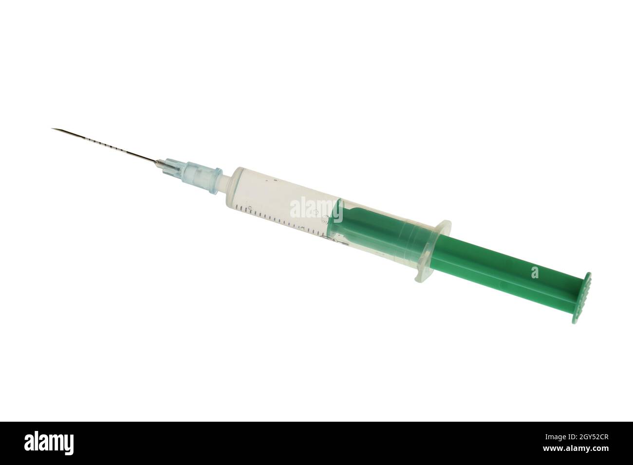 Plastic syringe with injection on a clean white clipping background ...