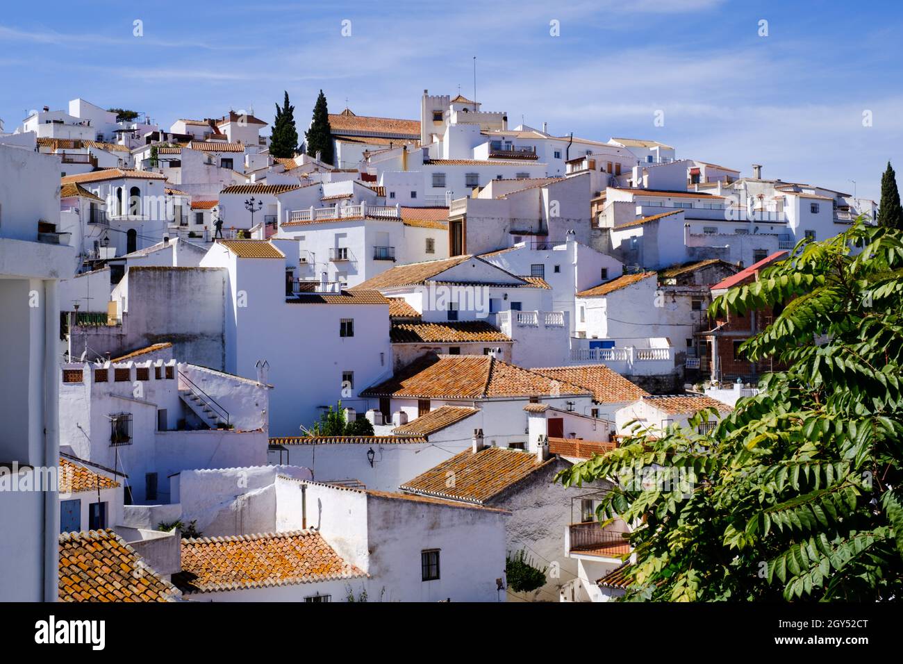 The white village of Comares, Axarquia, Malaga, Andalucía, Costa del ...