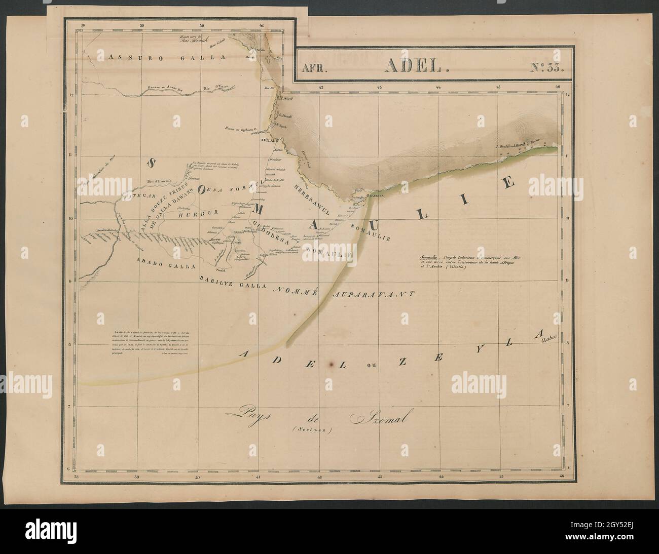 Afrique. Adel #33. Ethiopia Djibouti Somalia Eritrea. VANDERMAELEN 1827 ...