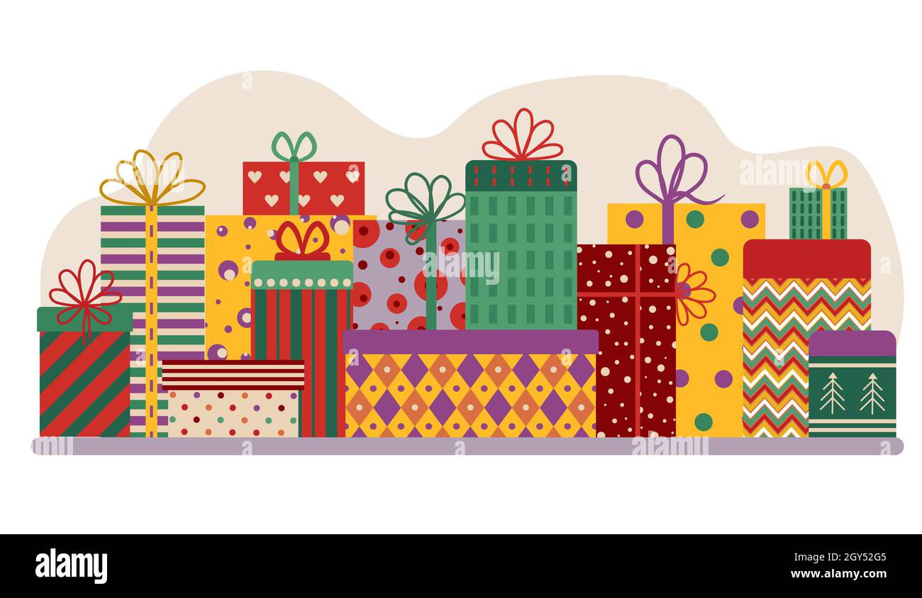 Gift wrapped boxes tree Cut Out Stock Images & Pictures - Alamy