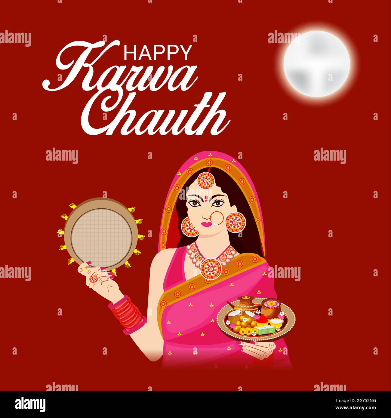 Vector illustration of a Background for indian festival of karwa chauth ...
