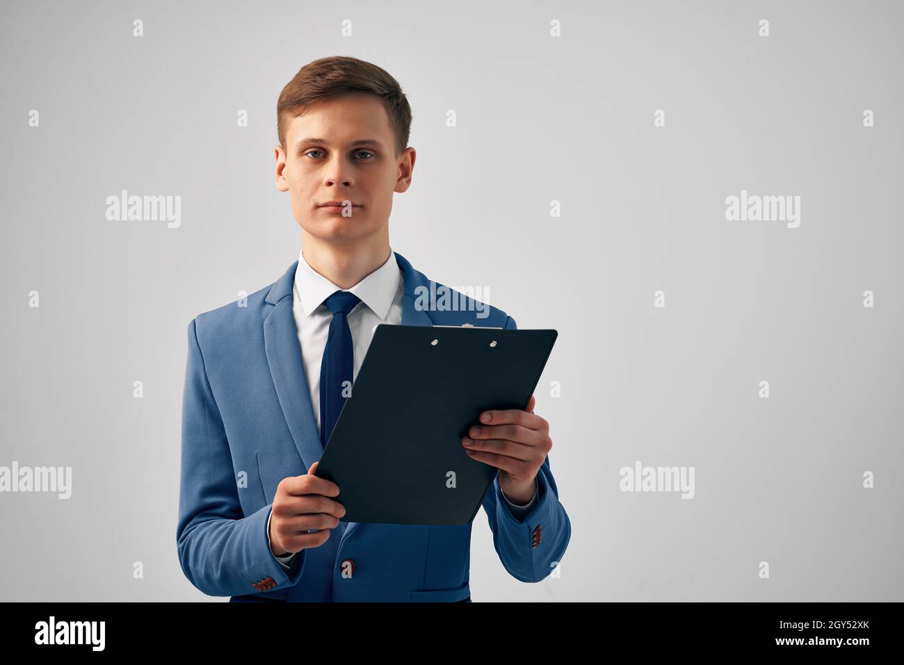 manager in a suit with documents office professional work Stock Photo ...