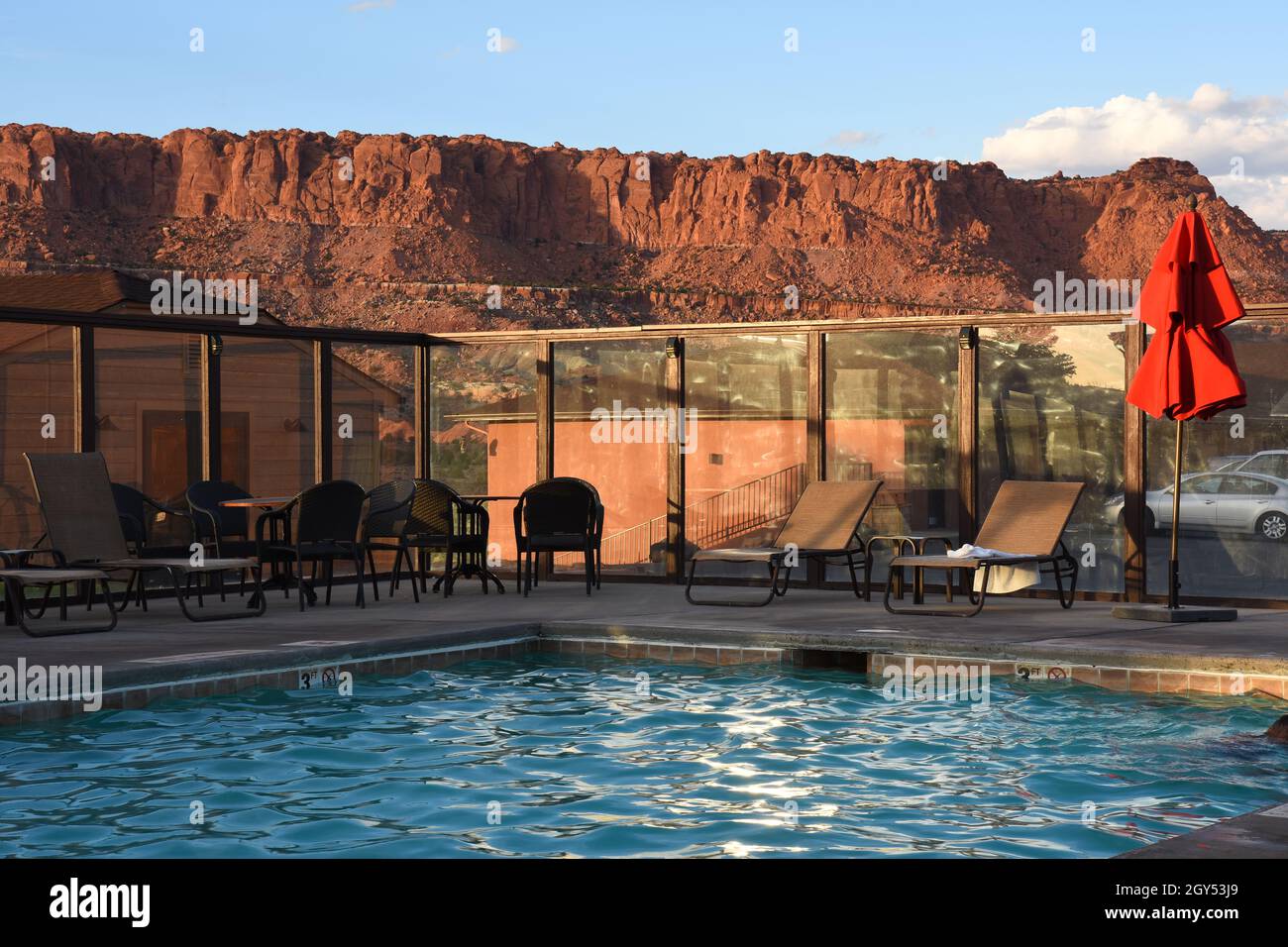 swimming pool at sunset in Capitol Reef National Park in United States ...