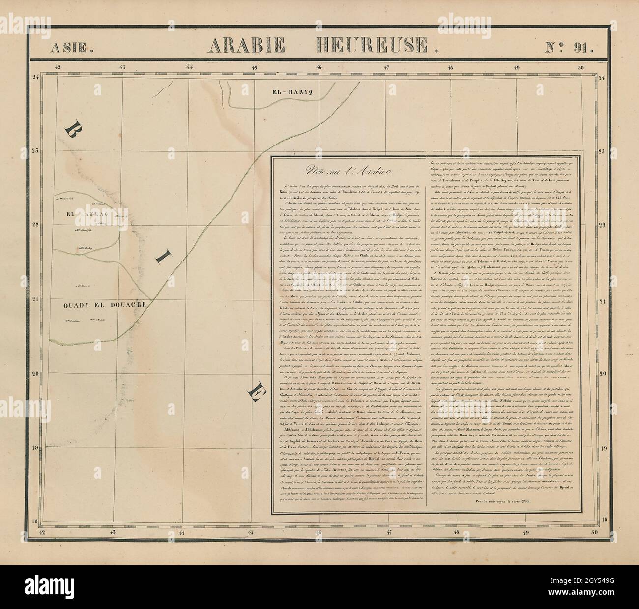 Asie. Arabie Heureuse #91 Saudi Arabia Empty Quarter. VANDERMAELEN 1827 ...