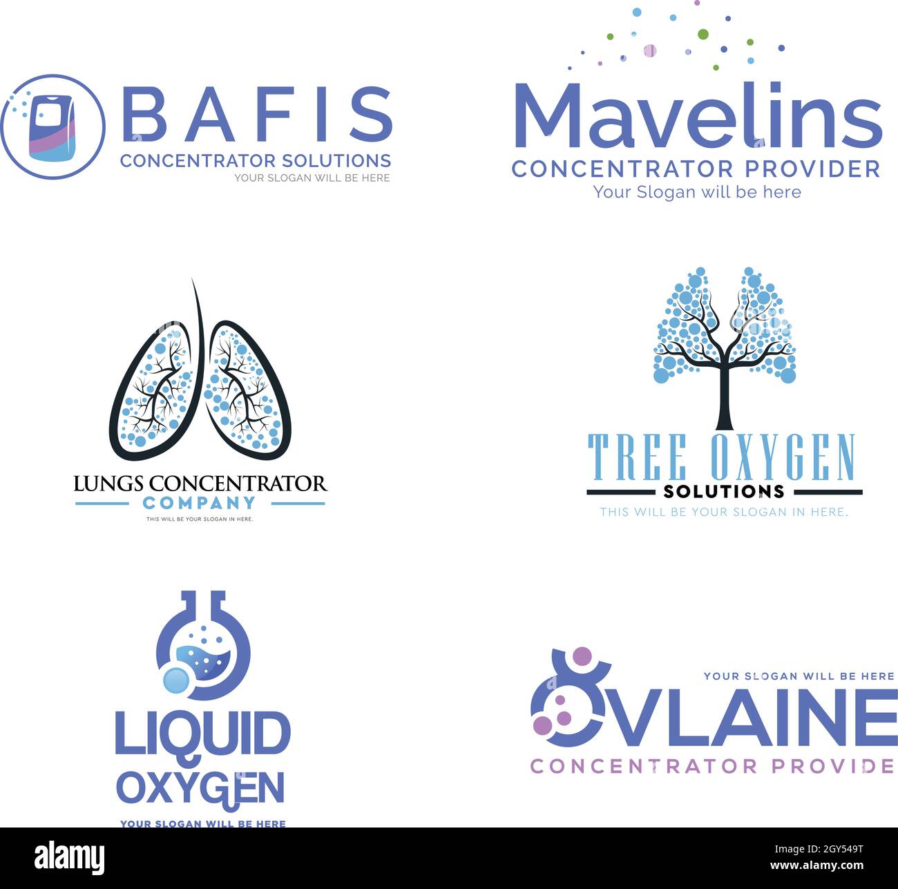 Set of oxygen concentrator respiratory logo design Stock Vector Image ...
