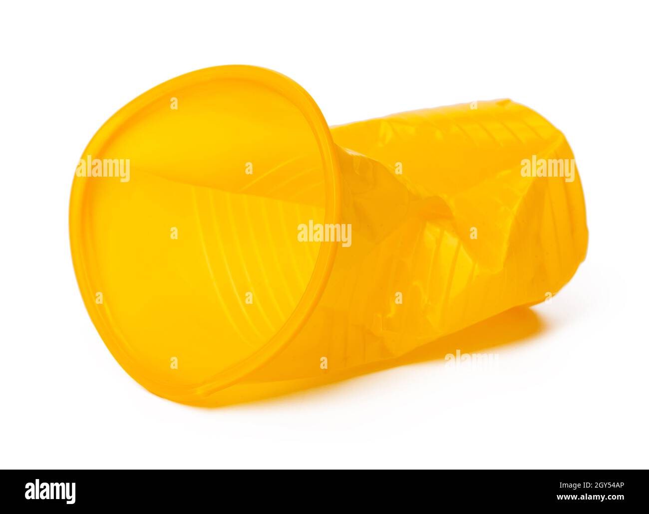 Recyclable crushed plastic cup isolated on white background Stock Photo ...