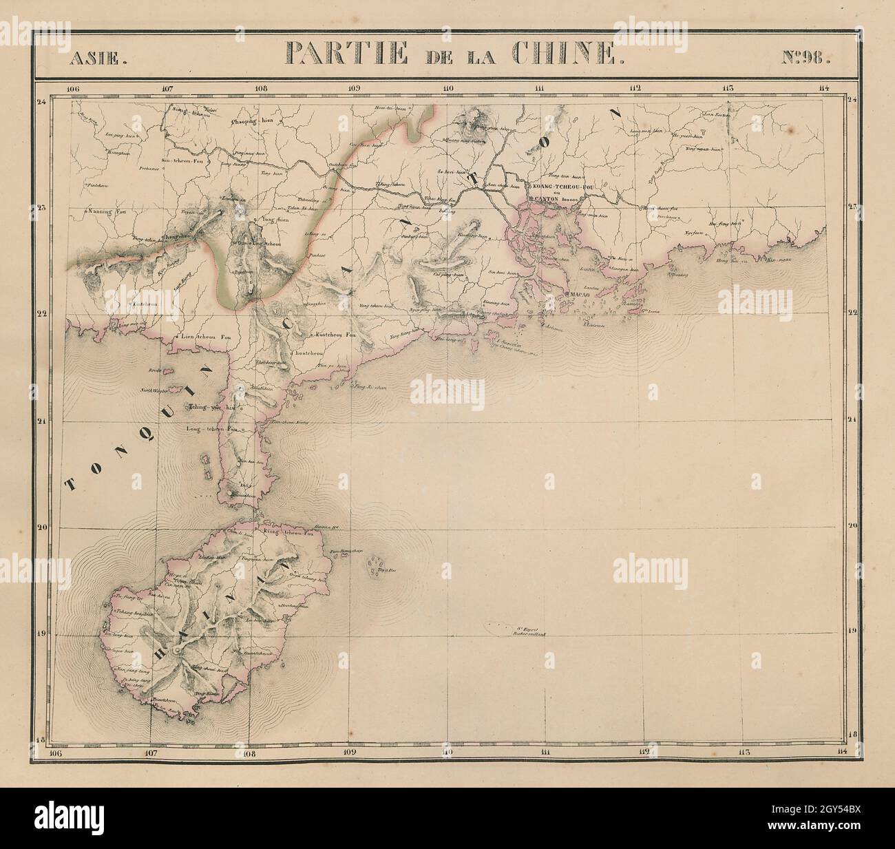 Asie. Chine #98 China Hainan Guangdong Guangxi. VANDERMAELEN 1827 old ...