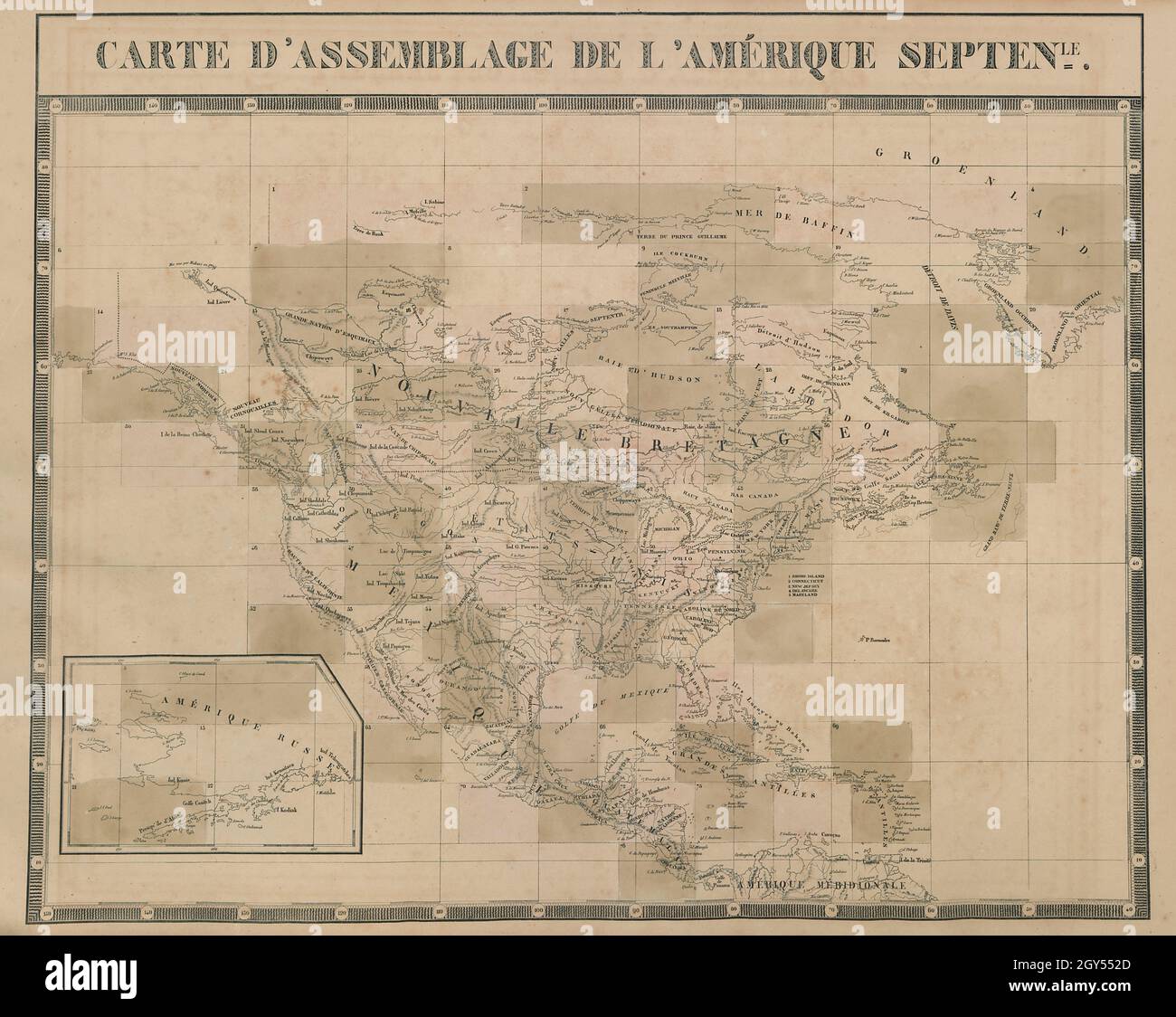 Carte d'Assemblage de l'Amérique Septenle. North America. VANDERMAELEN ...