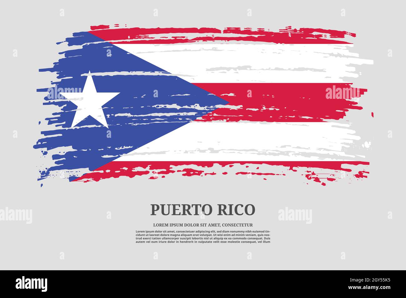 Puerto Rico flag with brush stroke effect and information text poster ...