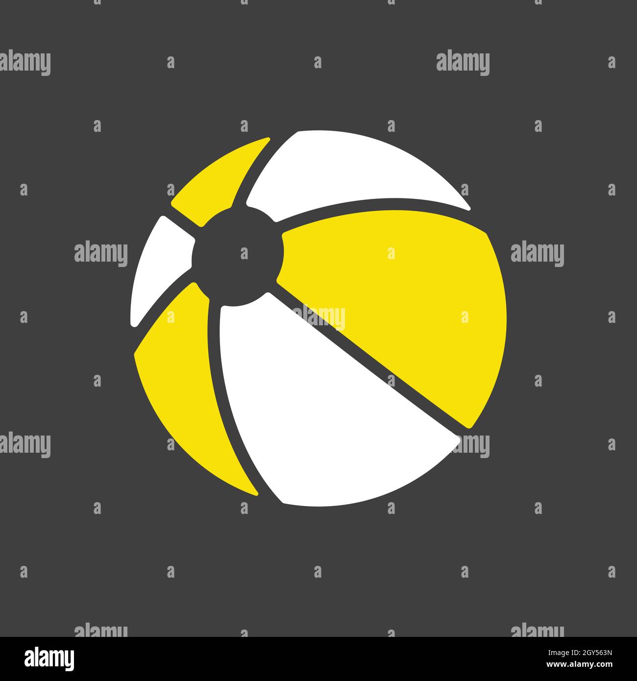 Beach Ball flat vector glyph icon on dark background. Summer sign ...