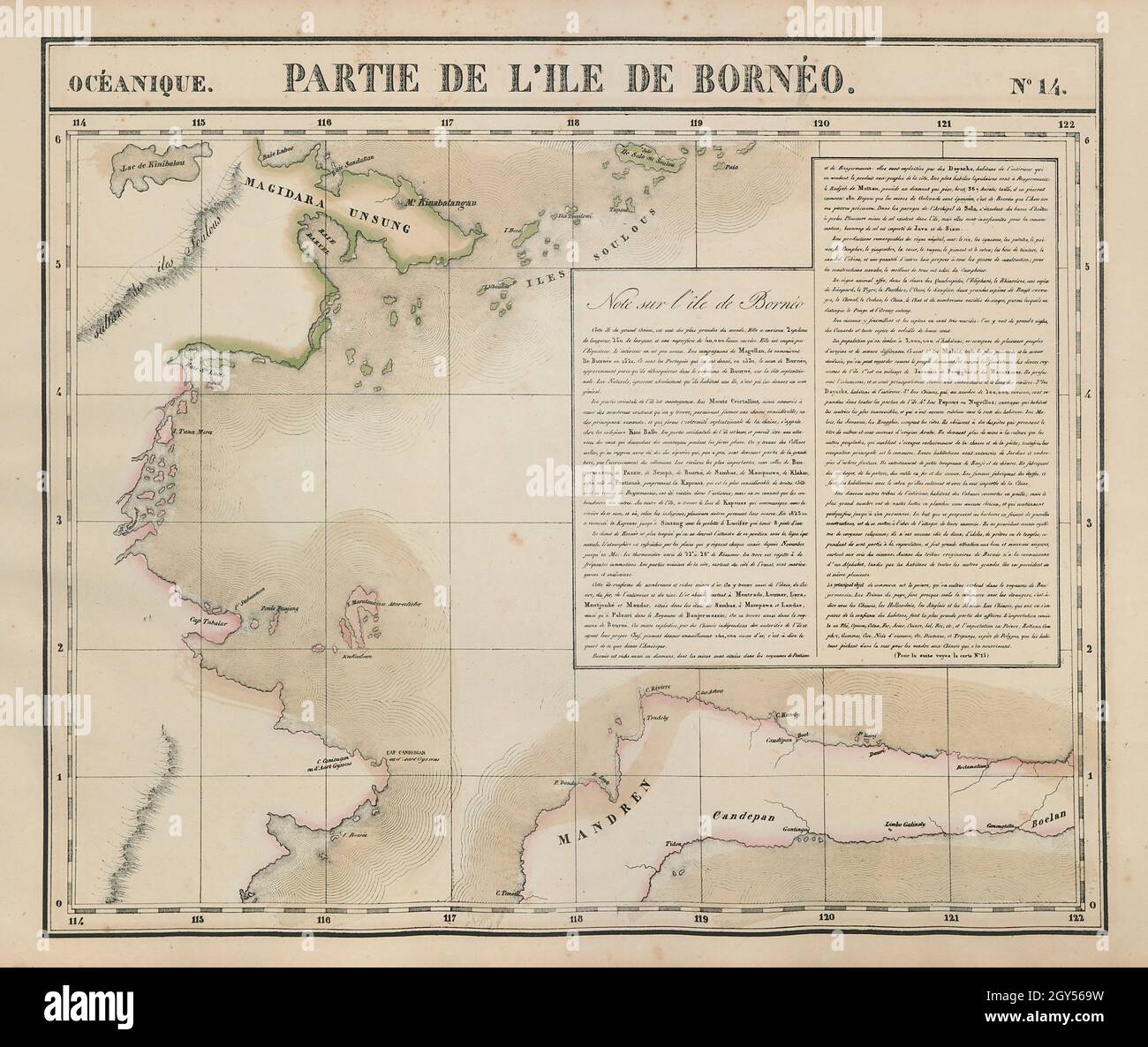 Océanique. Partie de l'Ile de Bornéo #14. Borneo Sulawesi. VANDERMAELEN ...