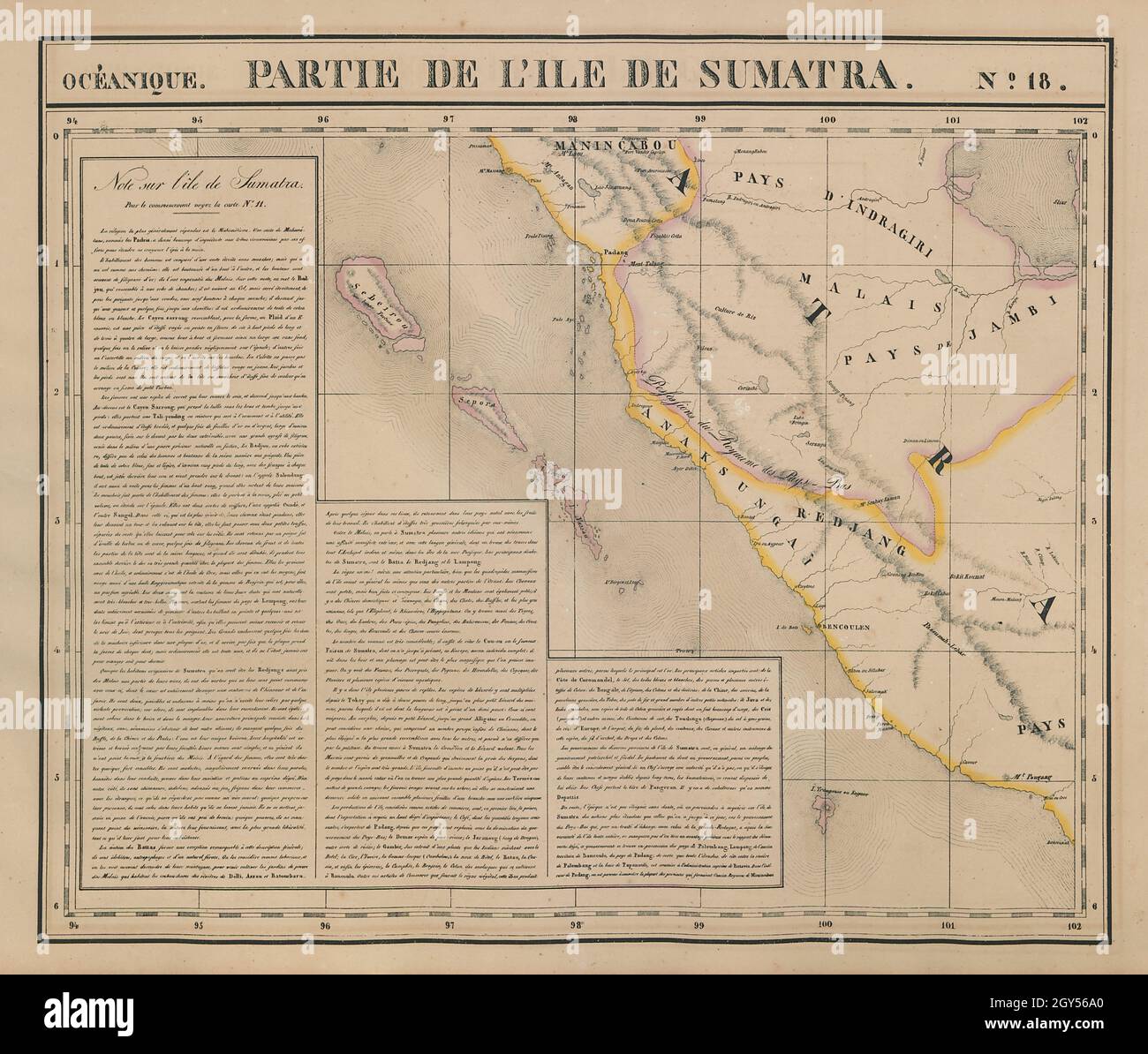 Océanique. Partie de l'ile de Sumatra #18. West Sumatra. VANDERMAELEN ...