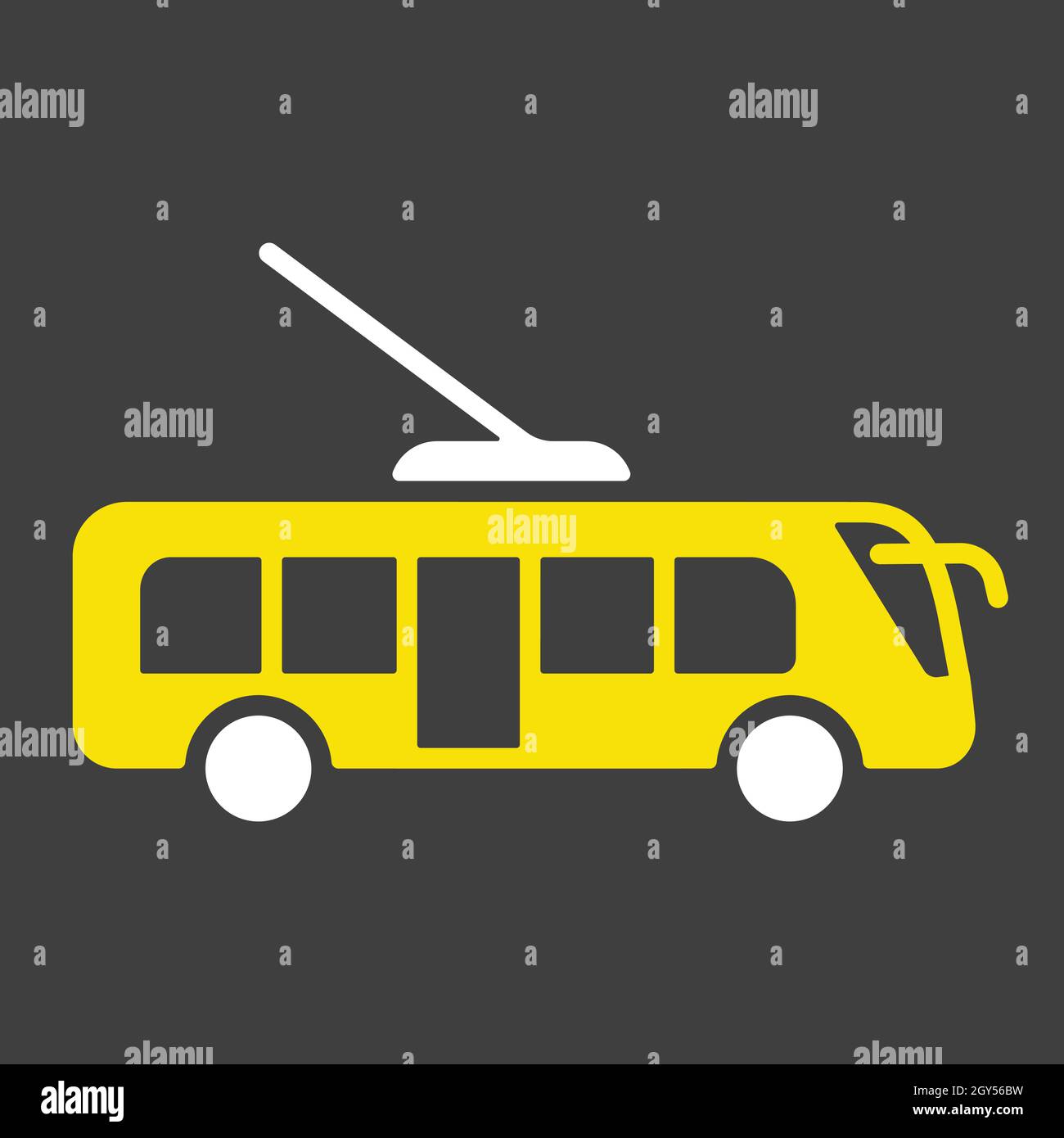 Trolley or trolleybus flat vector icon on dark background. Graph symbol ...
