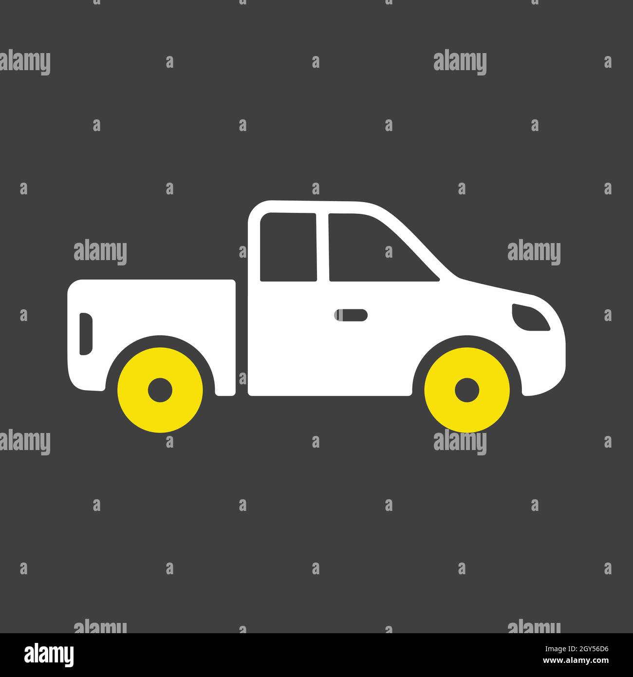 Pickup car flat vector glyph icon on dark background. Graph symbol for ...