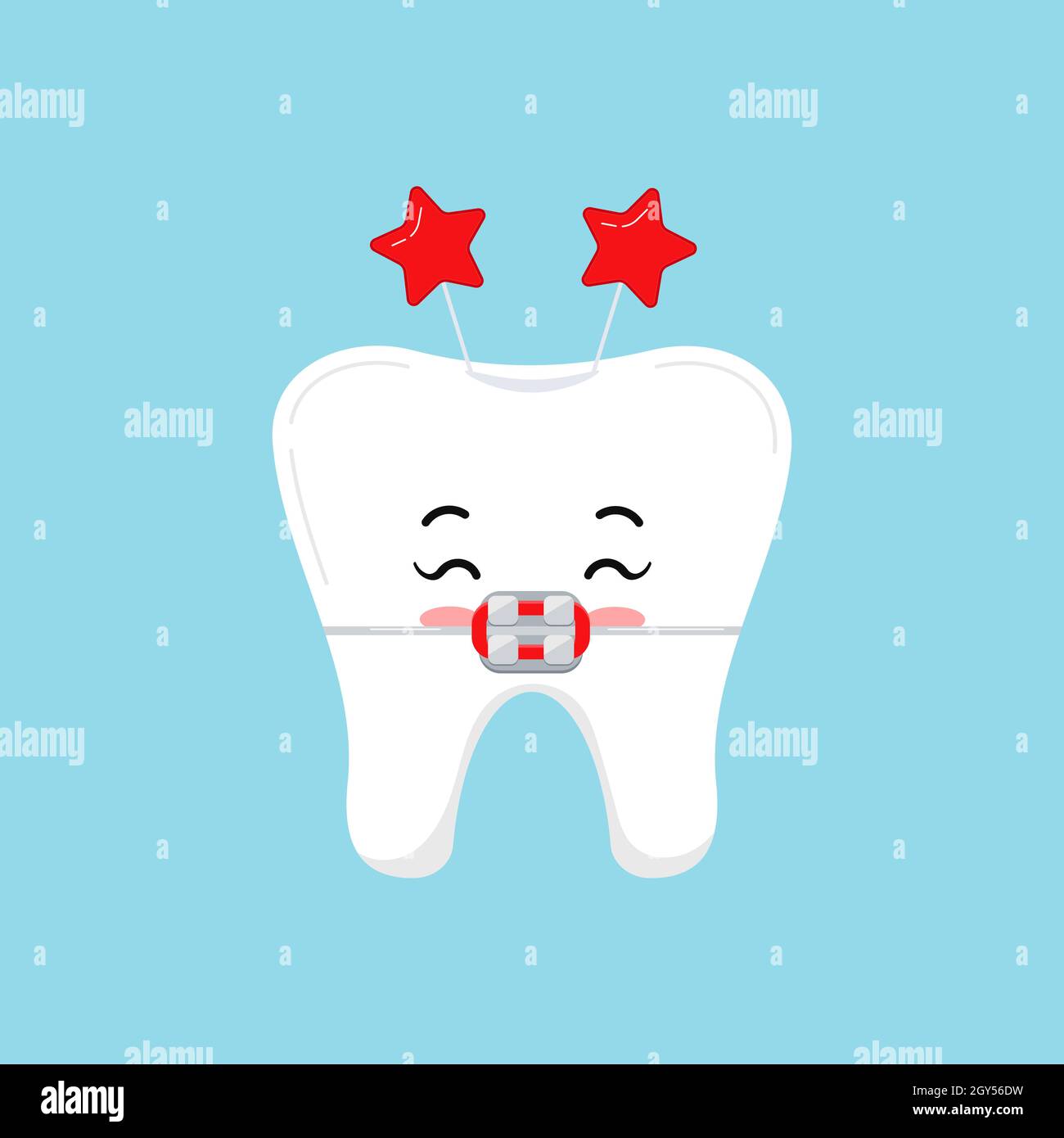 Christmas tooth in braces with headband with stars Stock Vector Image ...