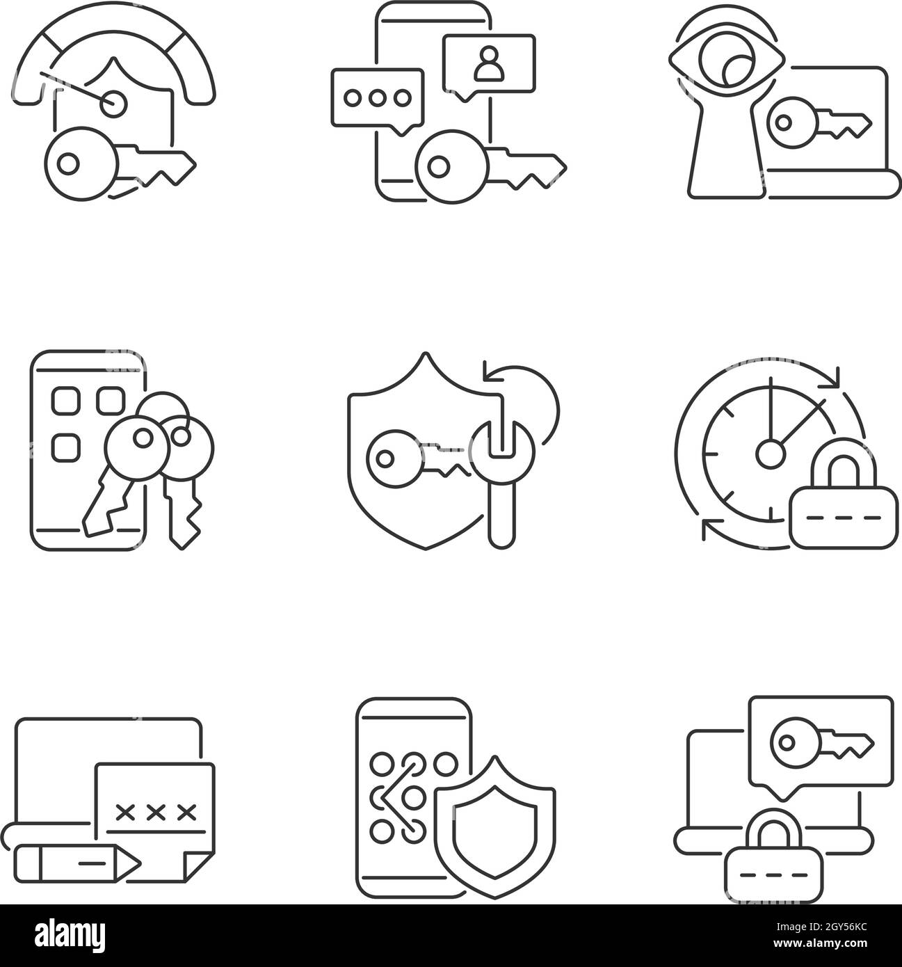 Password Requirements Linear Icons Set Stock Vector Image And Art Alamy