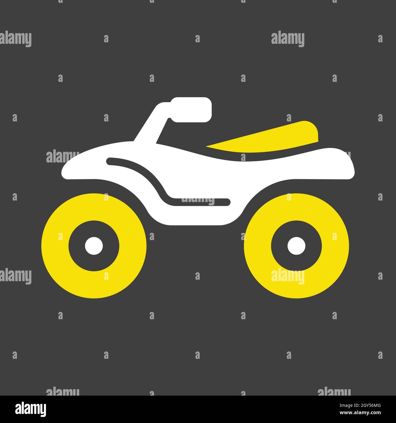 ATV rider, Quad bike flat vector glyph icon on dark background. Graph ...