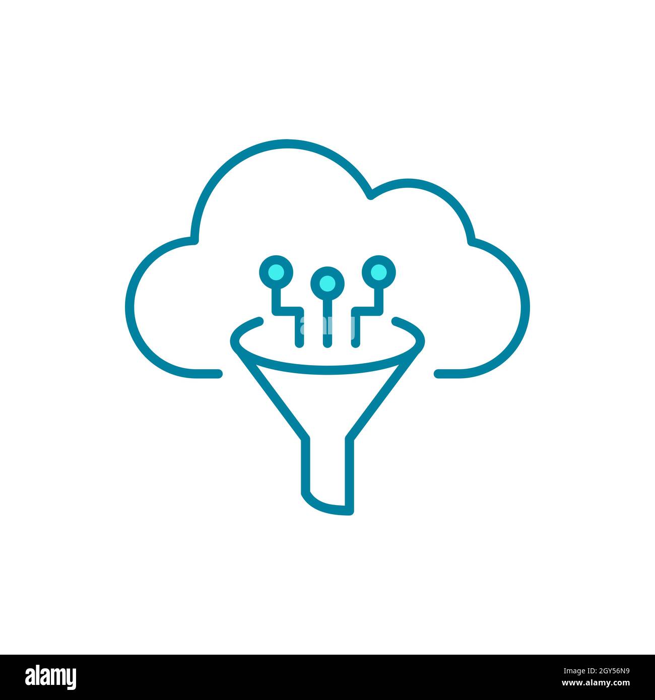 Cloud data analytics line icon. Cloud with funnel symbol. Digital ... Cloud data analytics line icon. Cloud with funnel symbol. Digital ...