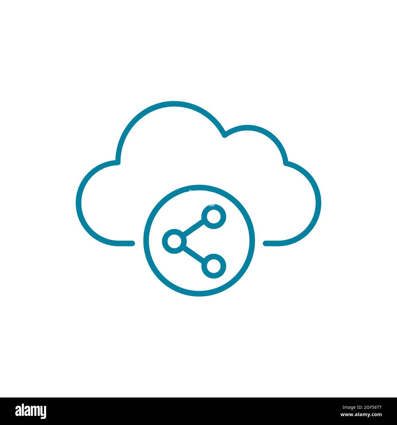 Cloud sharing line icon. Cloud with share symbol. Cloud computing ...