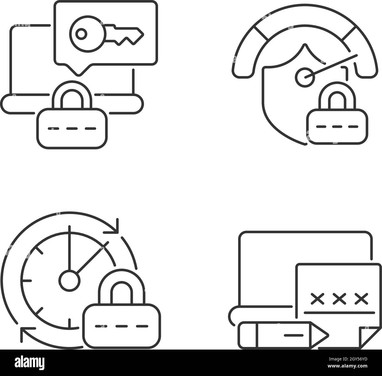 Laptop passwords linear icons set Stock Vector Image & Art - Alamy
