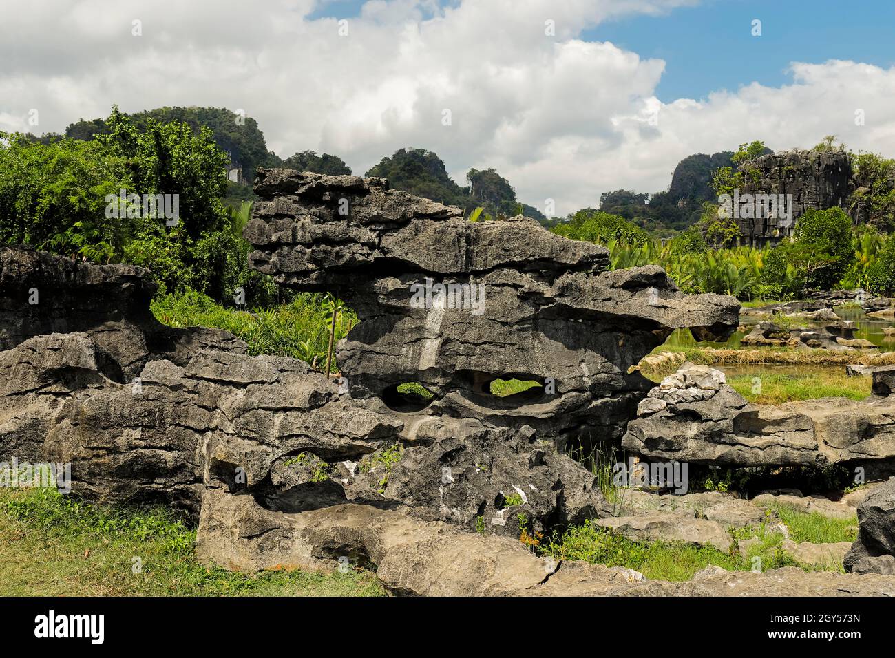 Typically eroded limestone rock outcrops in this popular scenic UNESCO ...