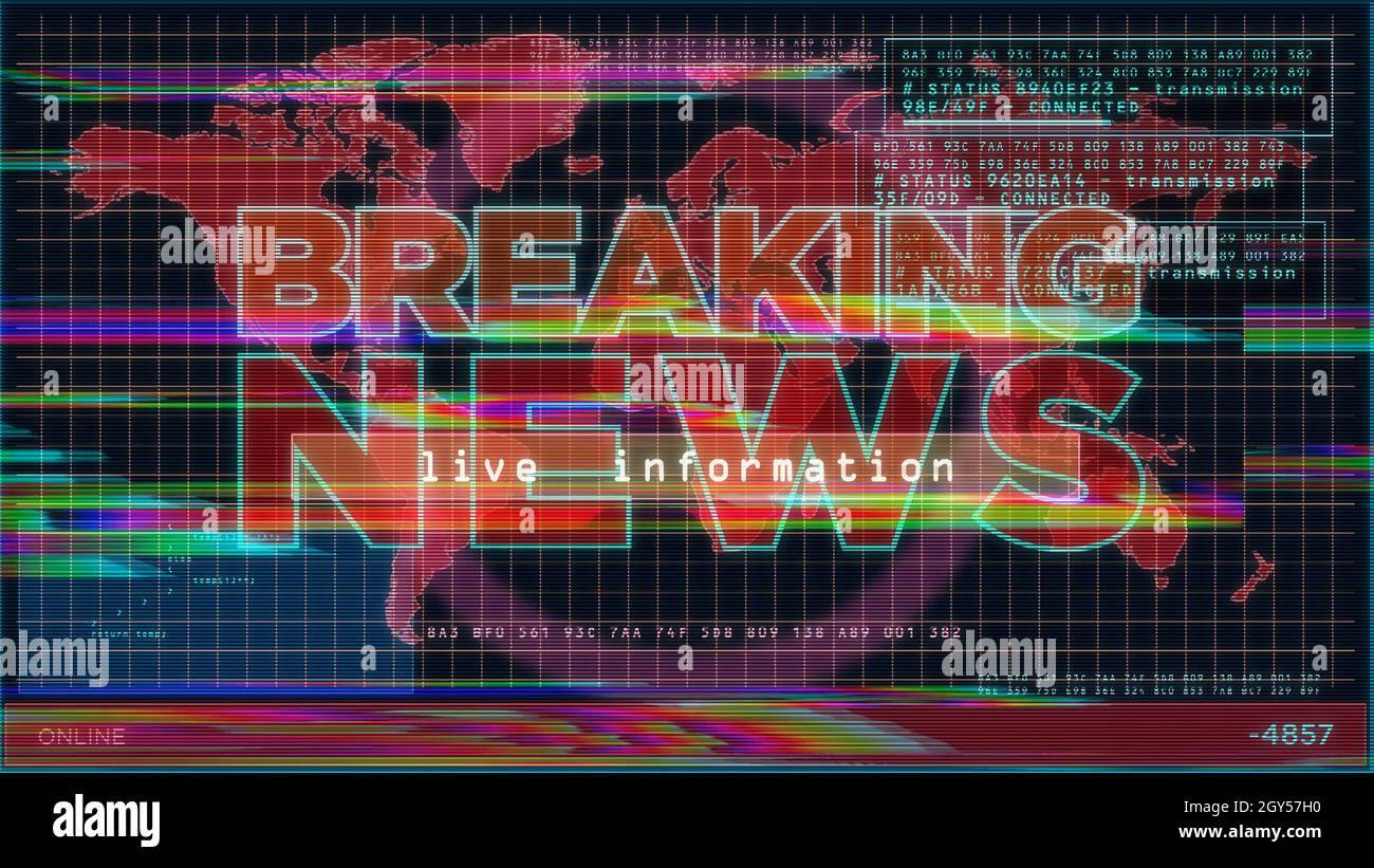 Breaking News on computer screen. Broadcast, live media, headline ...