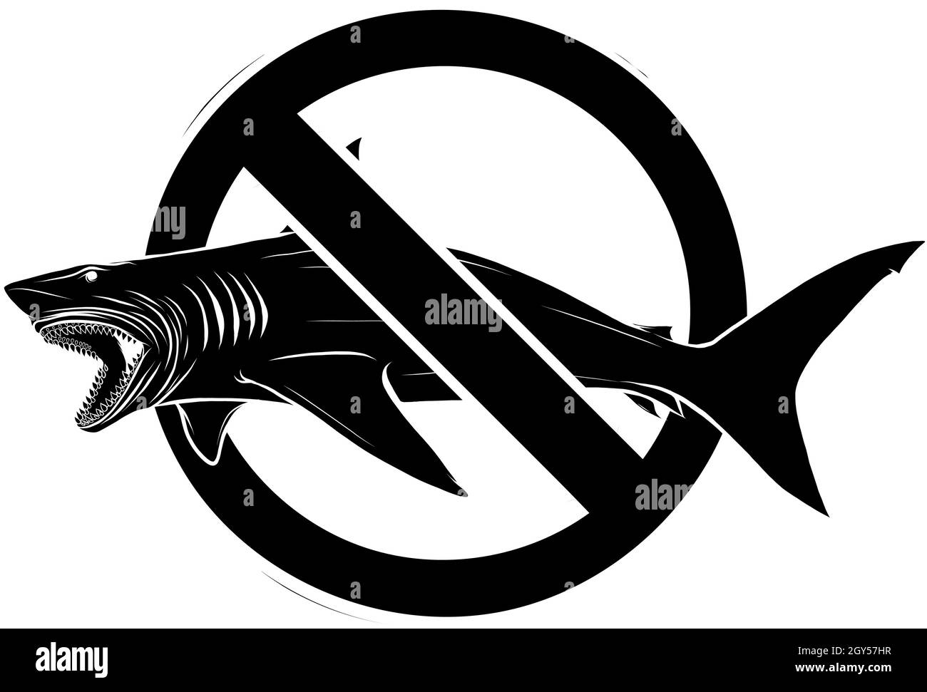 Stop shark sign, warning, vector illustration design Stock Vector Image ...